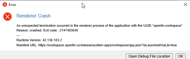 Renderer Crash Exit Codes – OpenFin